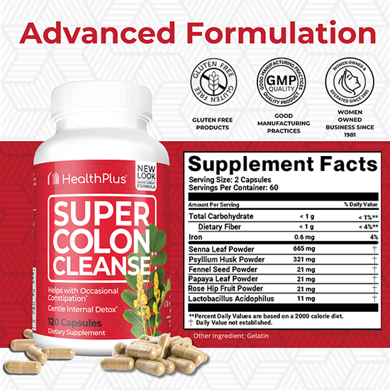 Super Colon Cleanse® 120 Capsules - Health Plus - Health Plus Inc